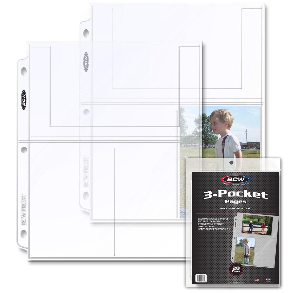 BCW 3-Pocket Pages 20 Pack | Pastime Sports & Games