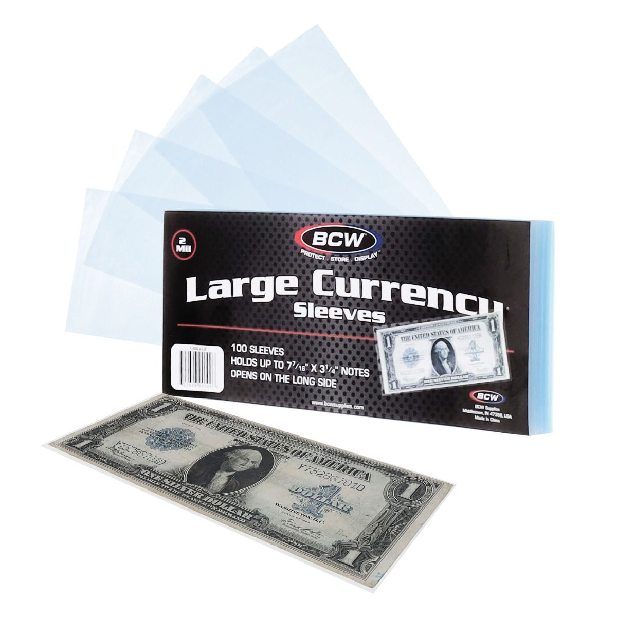 BCW Currency Sleeves - Large Bill | Pastime Sports & Games