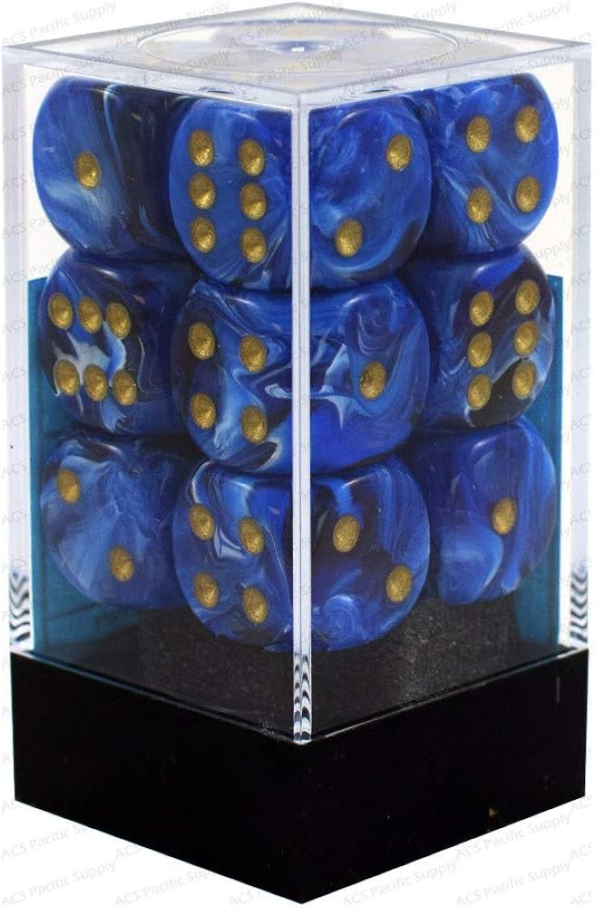 Vortex 12-Piece Dice Set Blue/Gold | Pastime Sports & Games