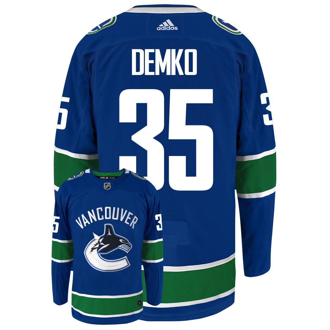 Vancouver Canucks Thatcher Demko Adidas Custom Stitched Blue Jersey ...