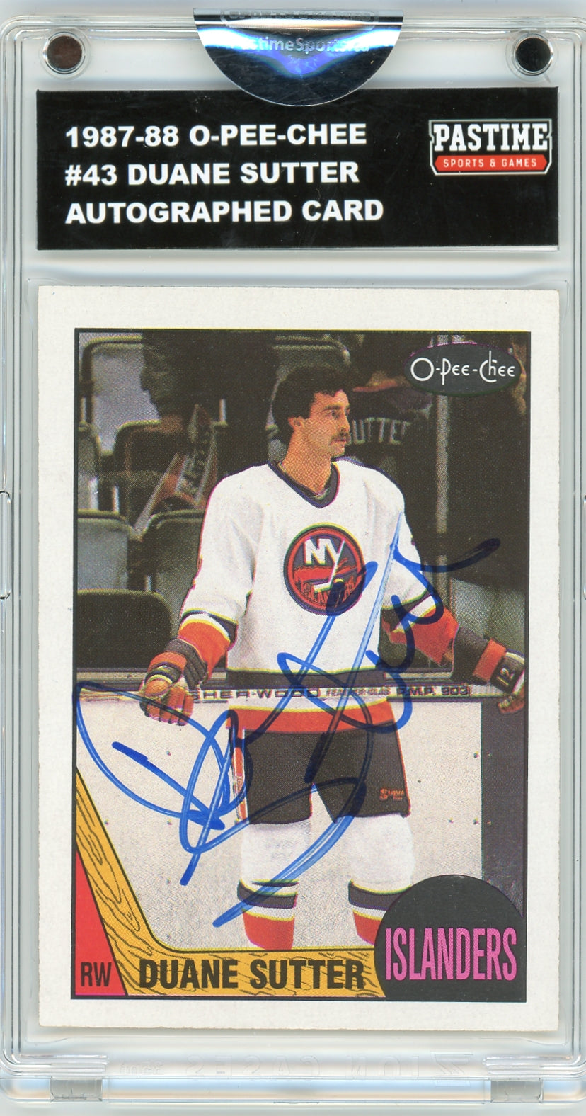 Duane Sutter #43 1987/88 O-Pee-Chee Hockey Autographed Card Encased in ...