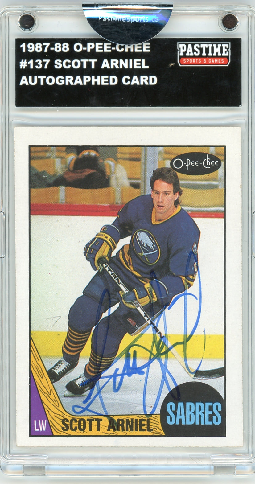 Scott Arniel #137 1987/88 O-Pee-Chee Hockey Autographed Card Encased in ...