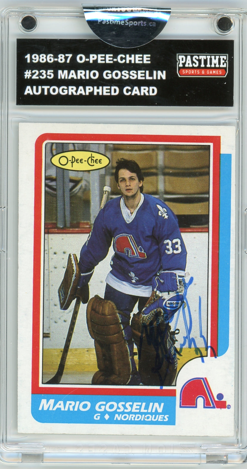 Mario Gosselin #235 1986/87 O-Pee-Chee Hockey Autographed Card Encased ...