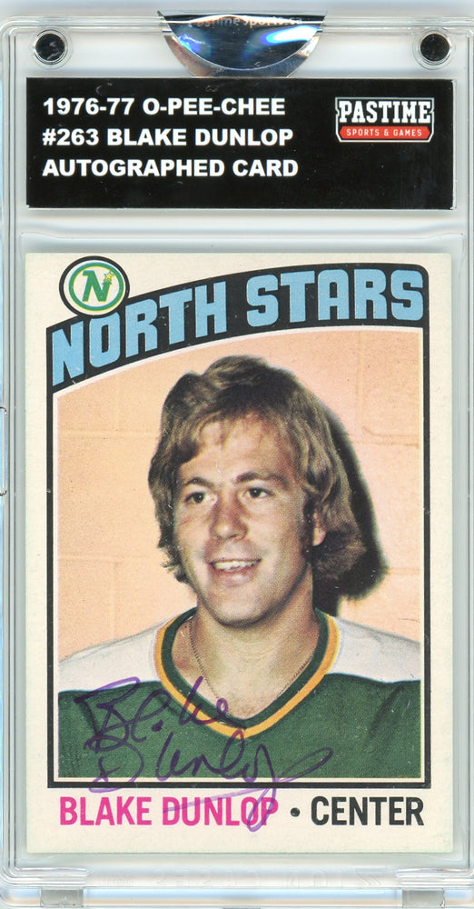 Blake Dunlop #263 1976/77 O-Pee-Chee Hockey Autographed Card Encased in ...