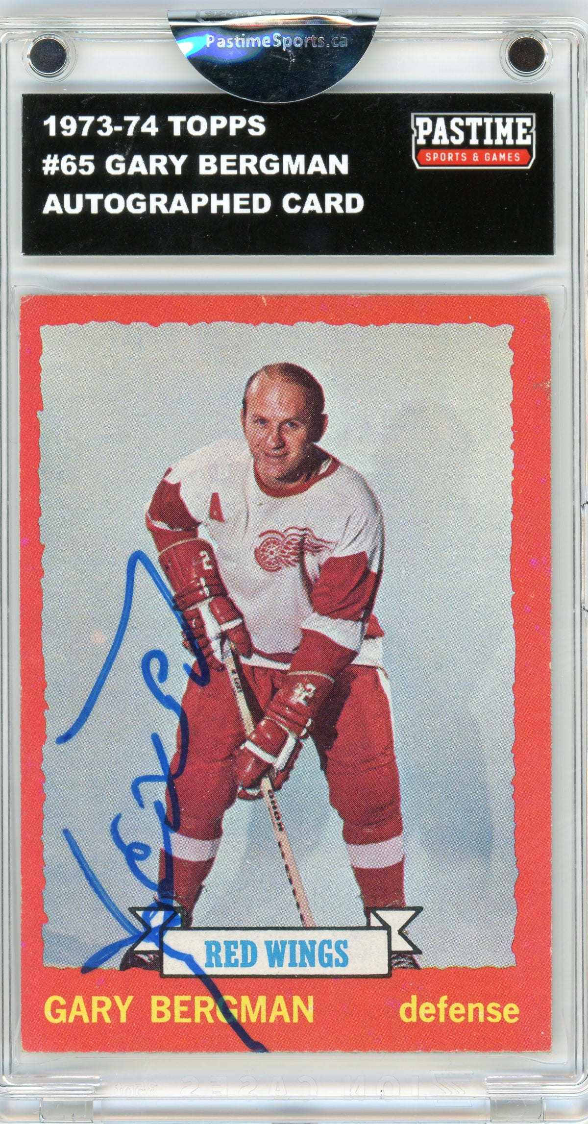 #65 Gary Bergman 1973/74 Topps Autographed Card Encased in Magpro ...