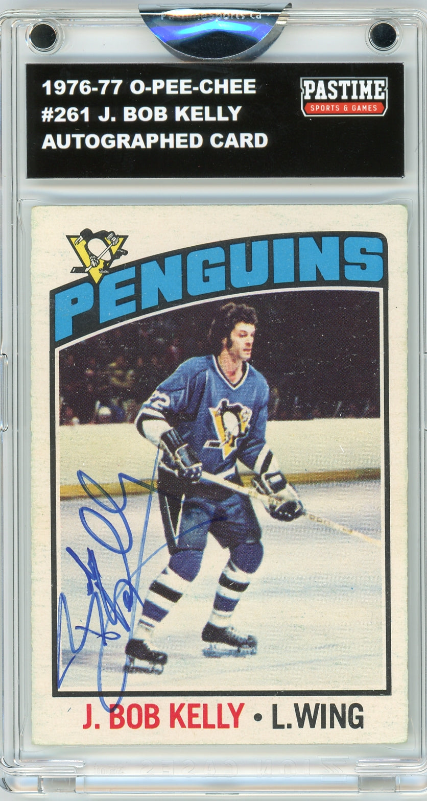J. Bob Kelly #261 1976/77 O-Pee-Chee Hockey Autographed Card Encased in Magpro | Pastime Sports ...