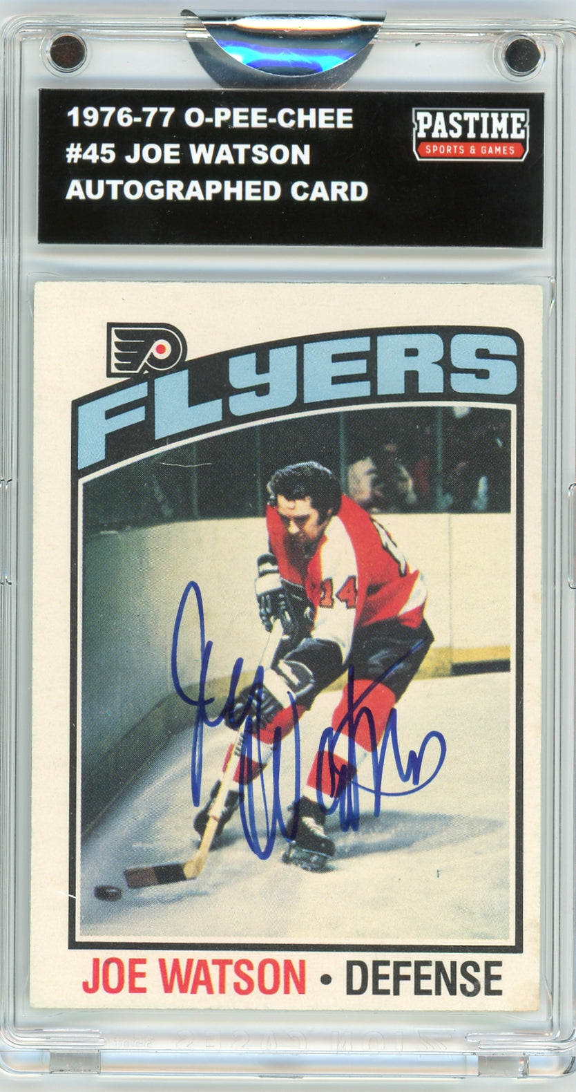 Joe Watson #45 1976/77 O-Pee-Chee Hockey Autographed Card Encased in ...