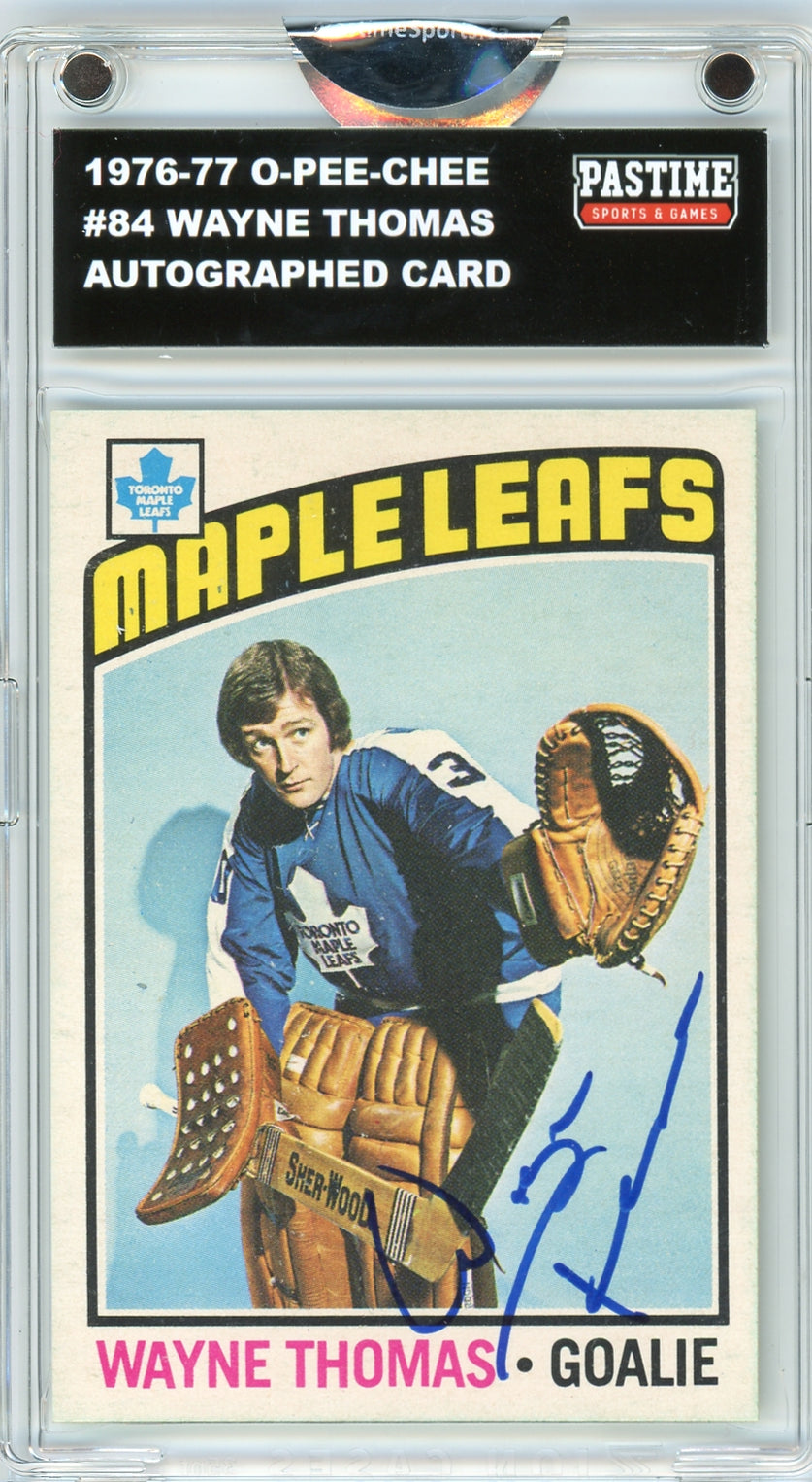 Wayne Thomas #84 1976/77 O-Pee-Chee Hockey Autographed Card Encased in ...