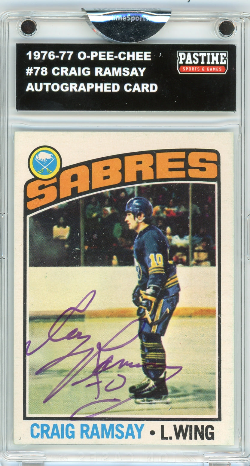 Craig Ramsey #78 1976/77 O-Pee-Chee Hockey Autographed Card Encased in ...