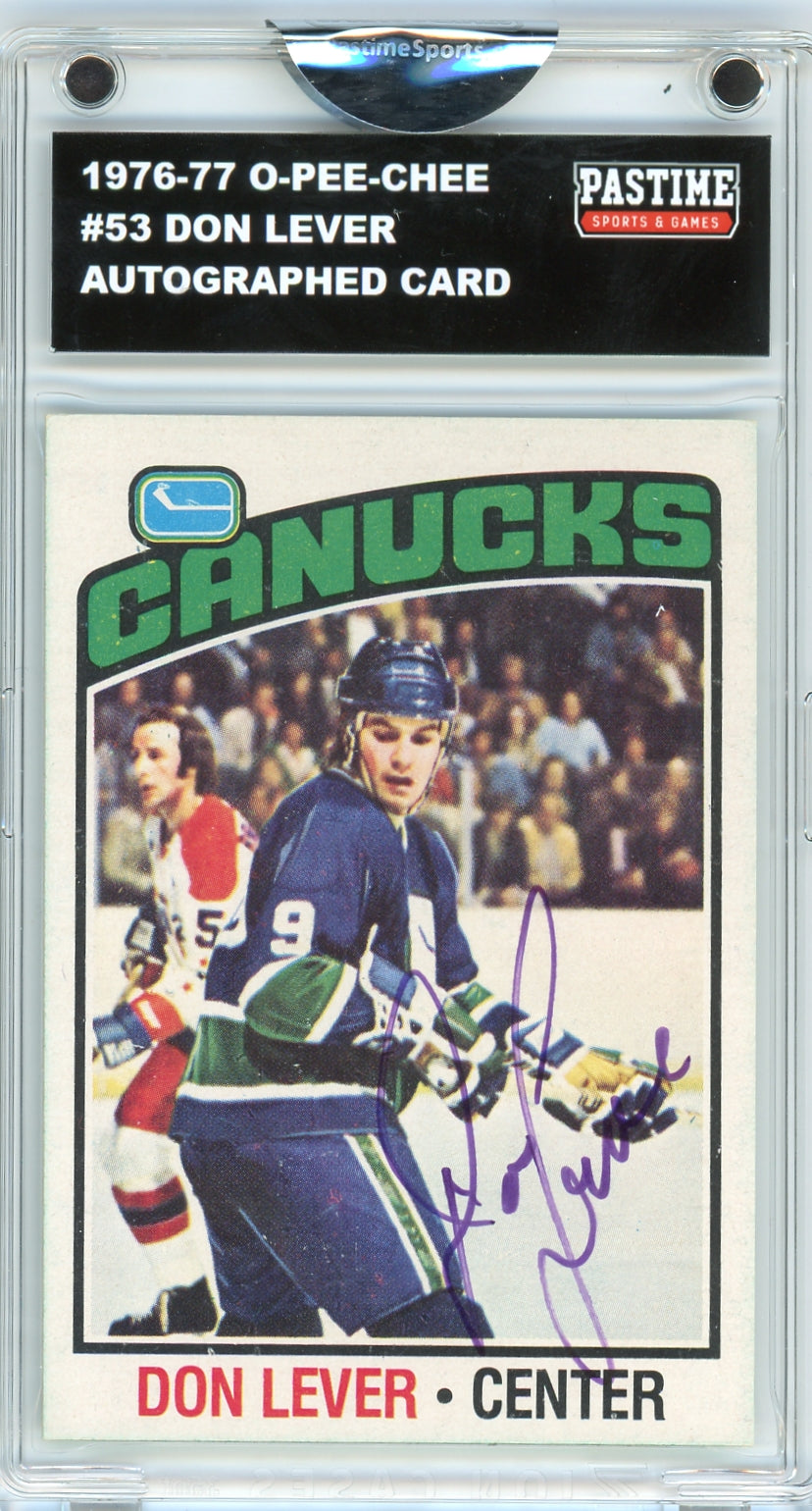 Don Lever #53 1976/77 O-Pee-Chee Hockey Autographed Card Encased in ...