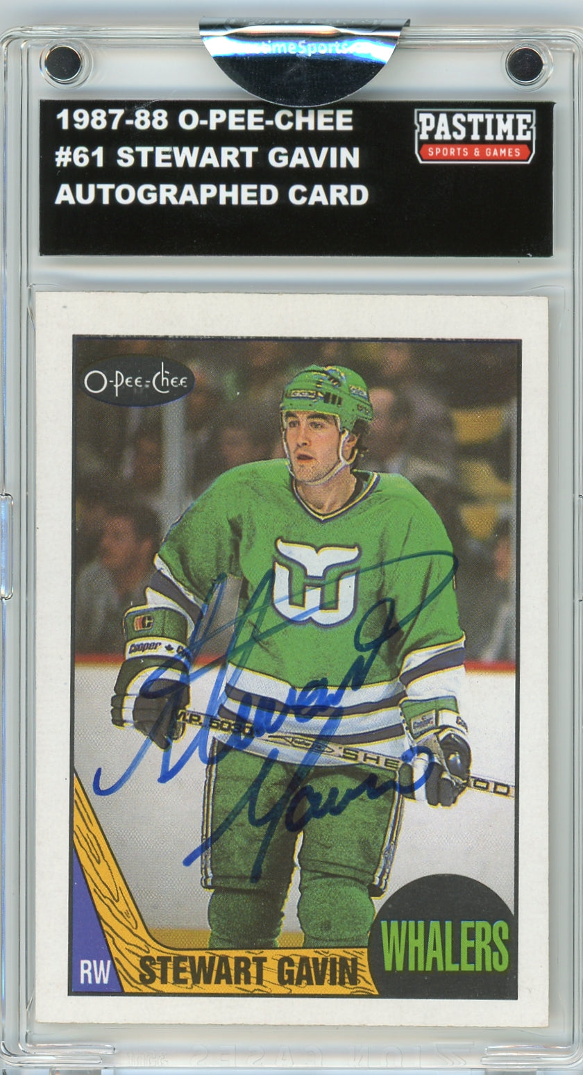 #61 Stewart Gavin 1987/88 O-Pee-Chee Hockey Autographed Card Encased in ...