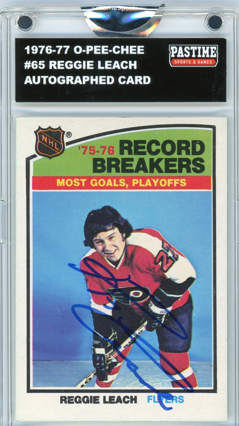 Reggie Leach #65 1976/77 O-Pee-Chee Hockey Autographed Card Encased in ...
