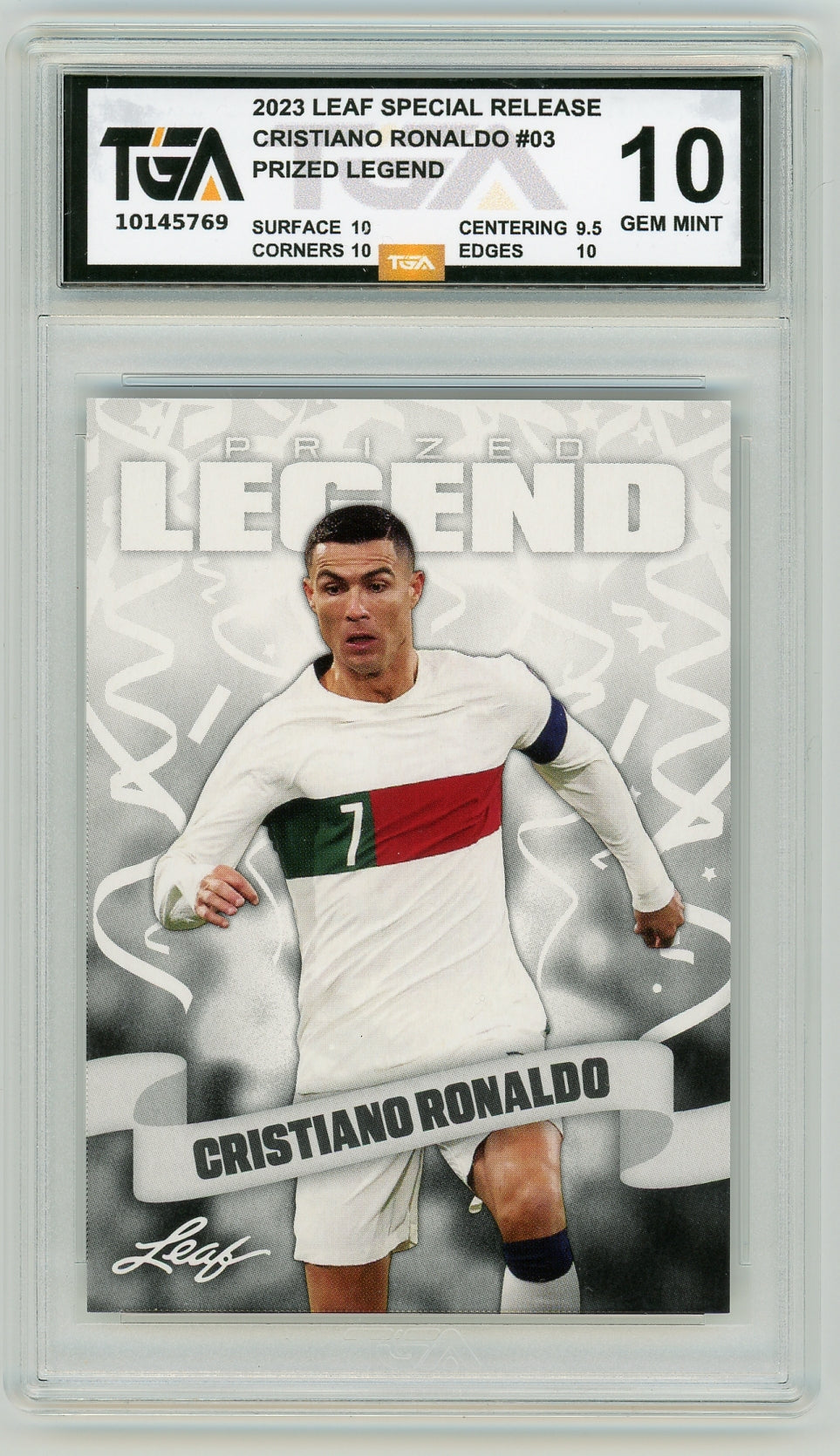 Cristiano Ronaldo #03 2023 Leaf Special Release Prized Legend TGA 10 ...