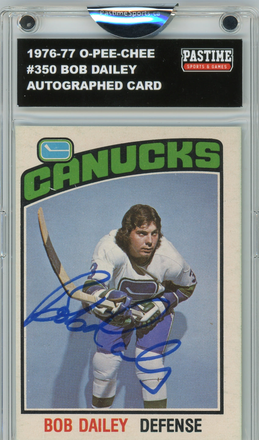 Bob Dailey #350 1976/77 O-Pee-Chee Hockey Autographed Card Encased in ...