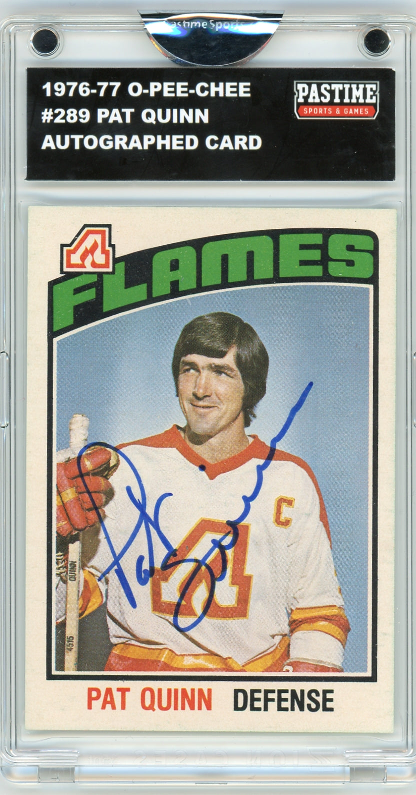 Pat Quinn #289 1976/77 O-Pee-Chee Hockey Autographed Card Encased in ...