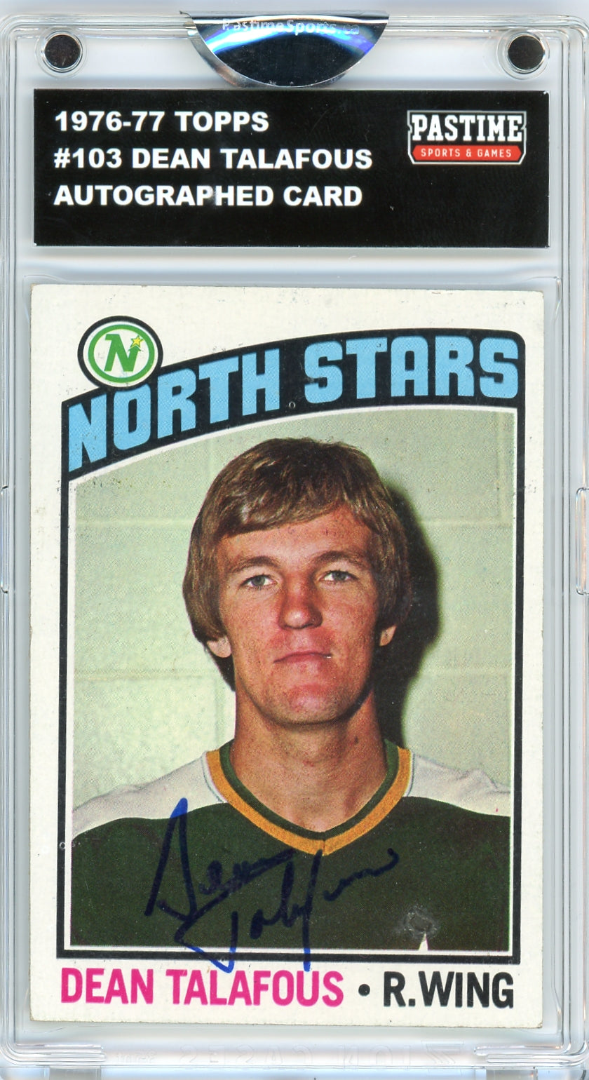 Dean Talafous #103 1976/77 Topps Hockey Autographed Card Encased in Ma ...