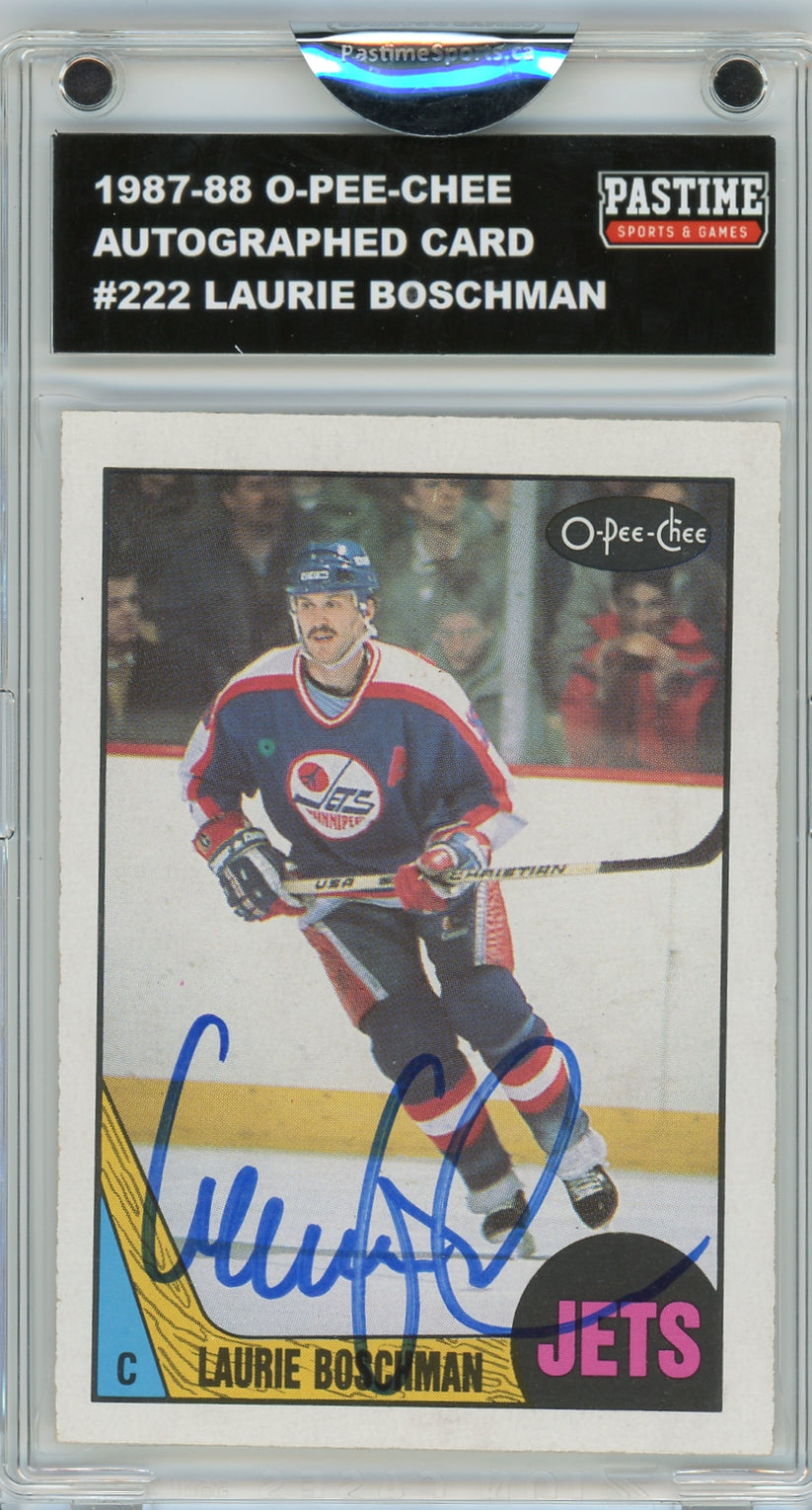 Laurie Boschman #222 1987/88 O-Pee-Chee Hockey Autographed Card Encased ...