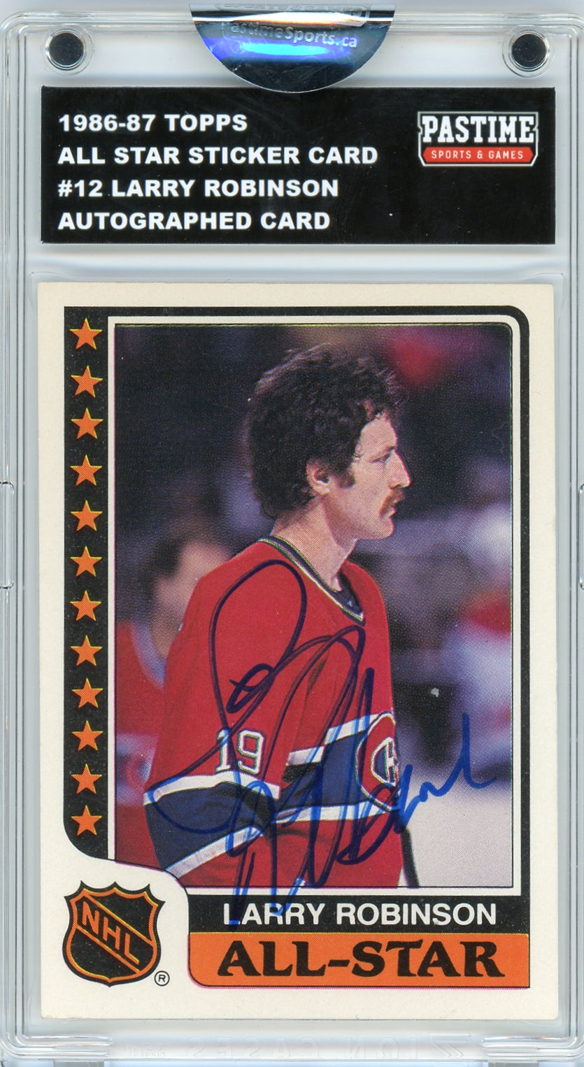 Larry Robinson #12 1986/87 Topps Hockey Autographed Sticker Card Encas ...